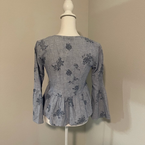 Zara | Tops | Nwt Zara Blue Pattern Blouse | Poshmark